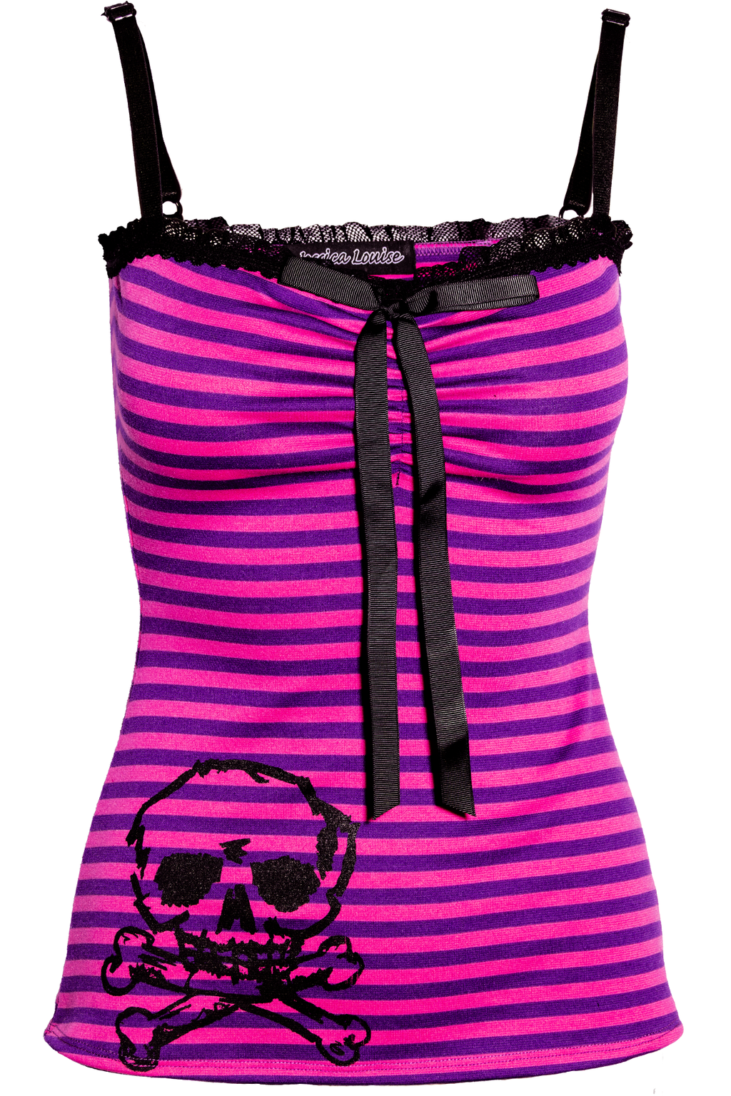 Avril Striped Skull Tank- skull tanks for women-Jessica Louise