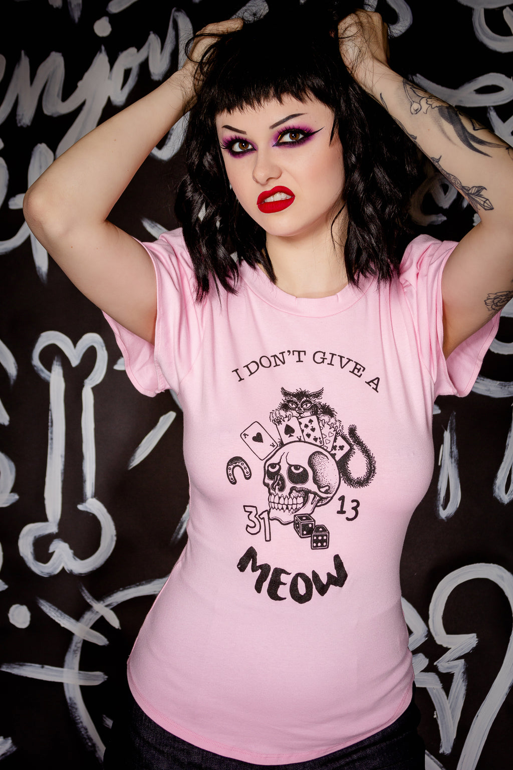 I don't Give a meow Pink Flutter Top – Jessica Louise