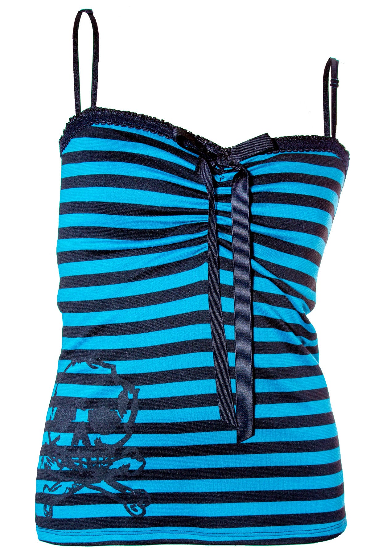Avril Striped Skull Tank- skull tanks for women-Jessica Louise