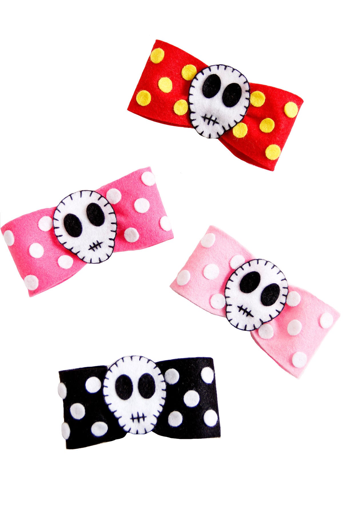Jessica Louise Felt Dot Skull Hair Bow